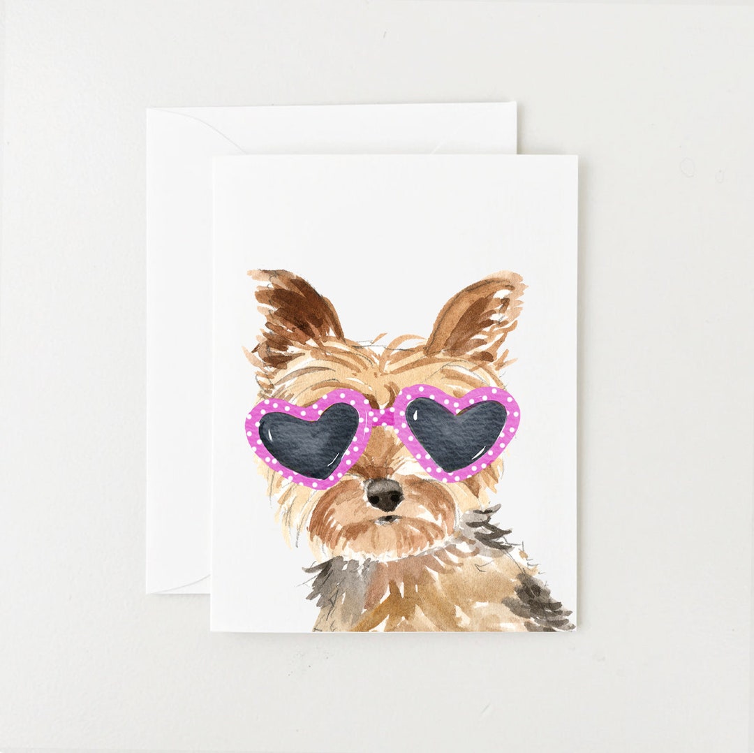 Yorkie Card, Cute Dog Greeting Card Set, Blank Card for Birthday ...
