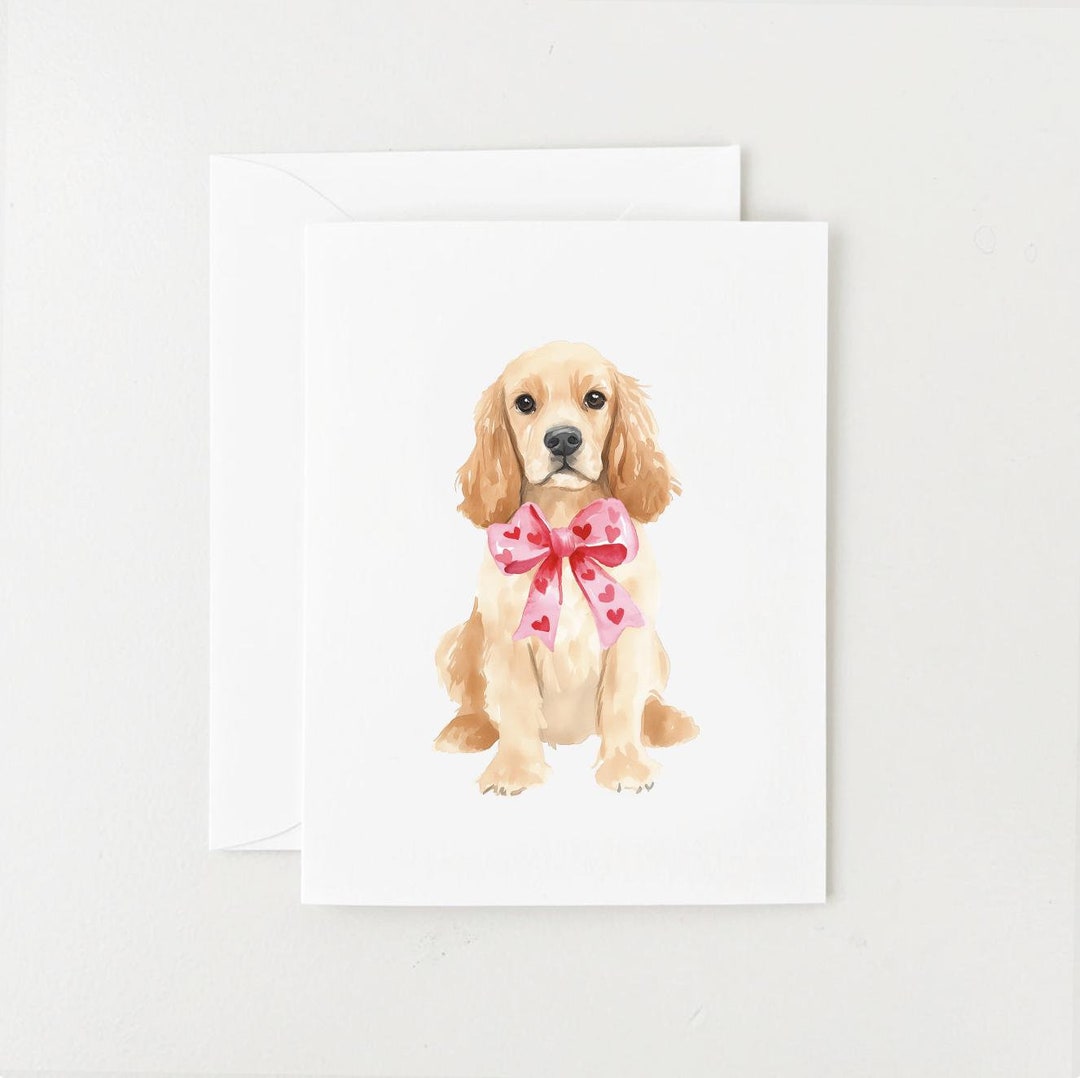 Cocker Spaniel Valentine Cards, Box Set of 8, Watercolor Dog Stationery ...