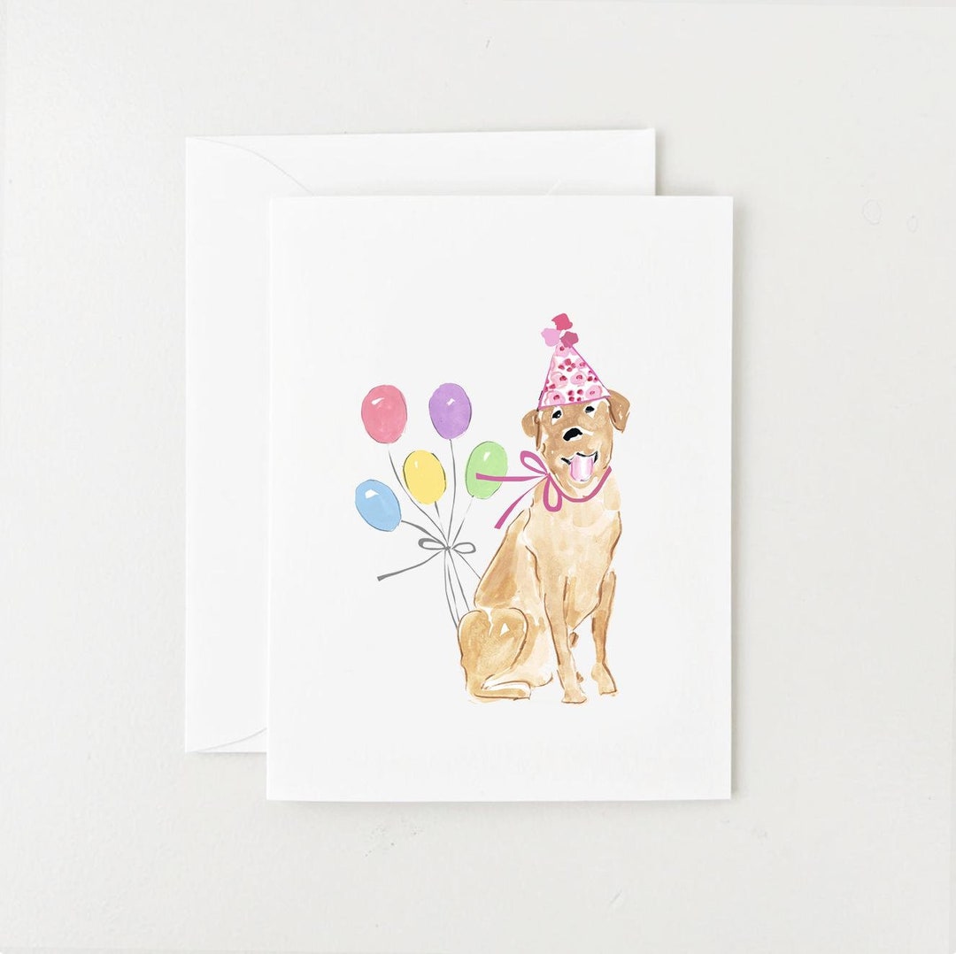 Lab Birthday Card, Dog Greeting Card Set, Blank Card for Birthday ...
