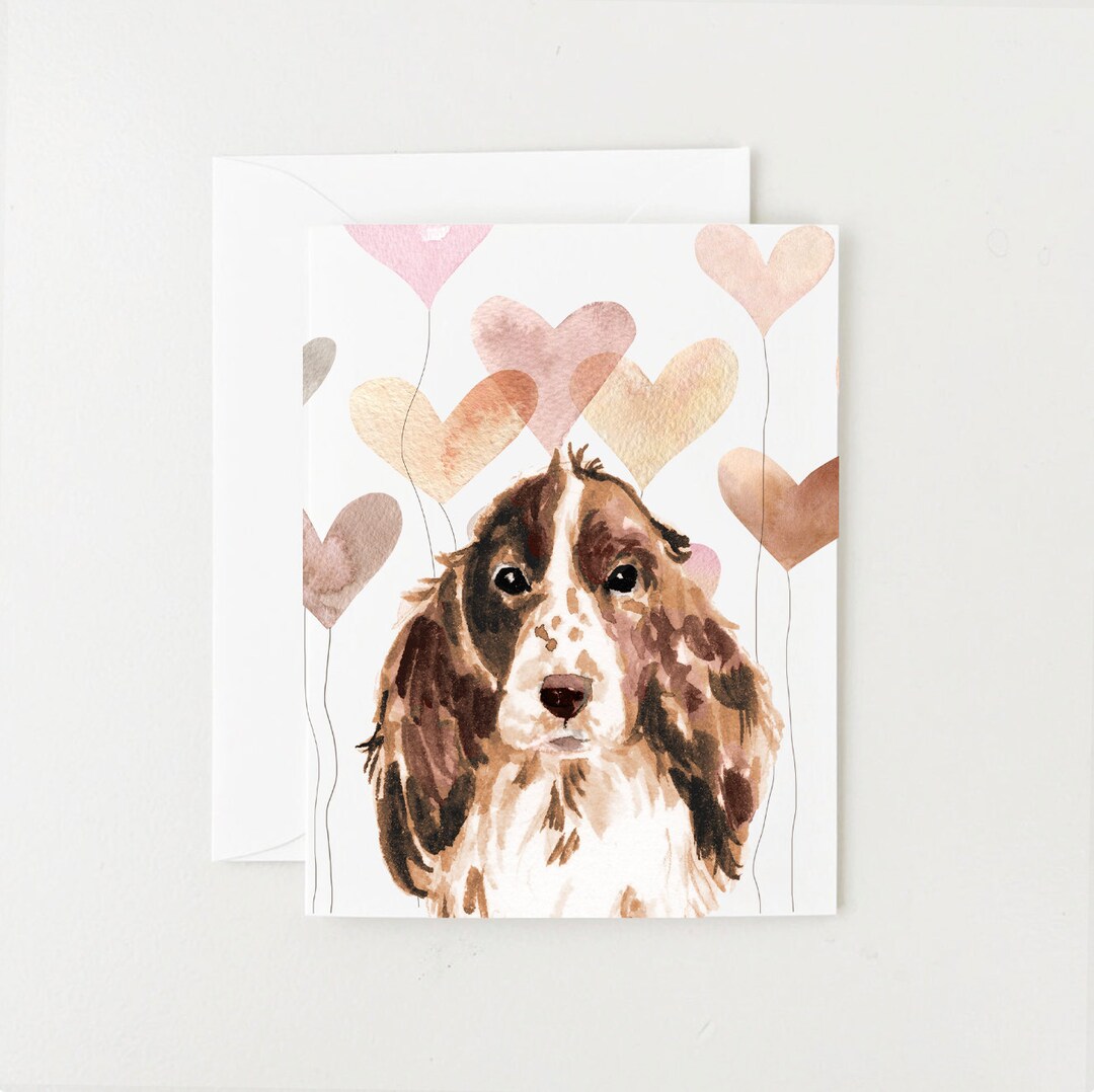 Cocker Spaniel Valentine's Day Card, Dog Greeting Card Set - Etsy