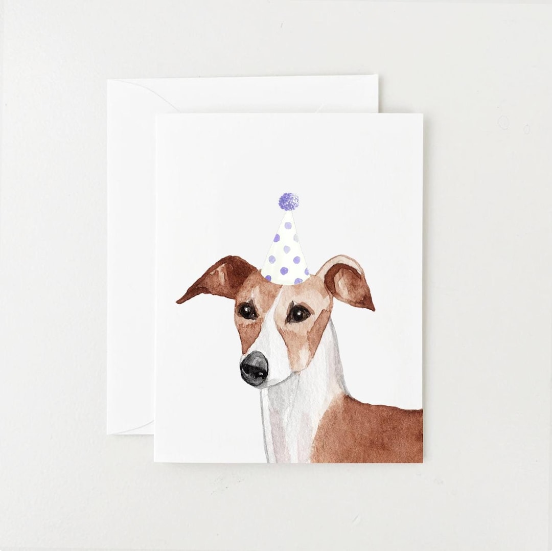 Italian Greyhound Birthday Card, Dog Greeting Card, Cute Dog in Party ...