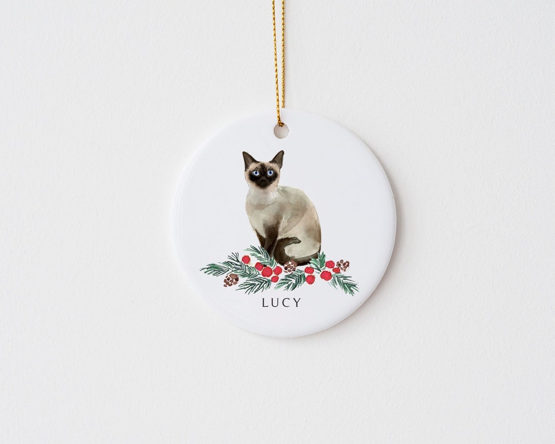 Siamese Cat Christmas Ornament Personalized Cat Custom - Etsy