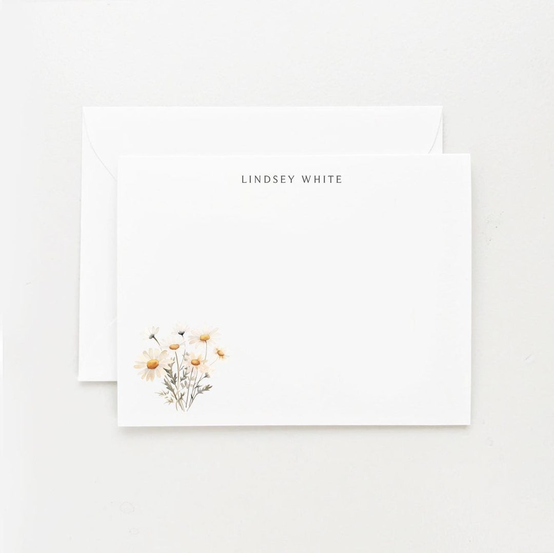 Daisy Stationery Set: Personalized Note Cards, Flower Gift Box - Etsy