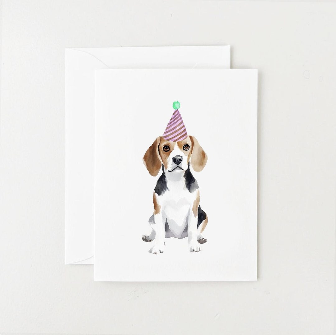 Beagle Birthday Card, Dog Stationery Card, Blank Card for Birthday ...