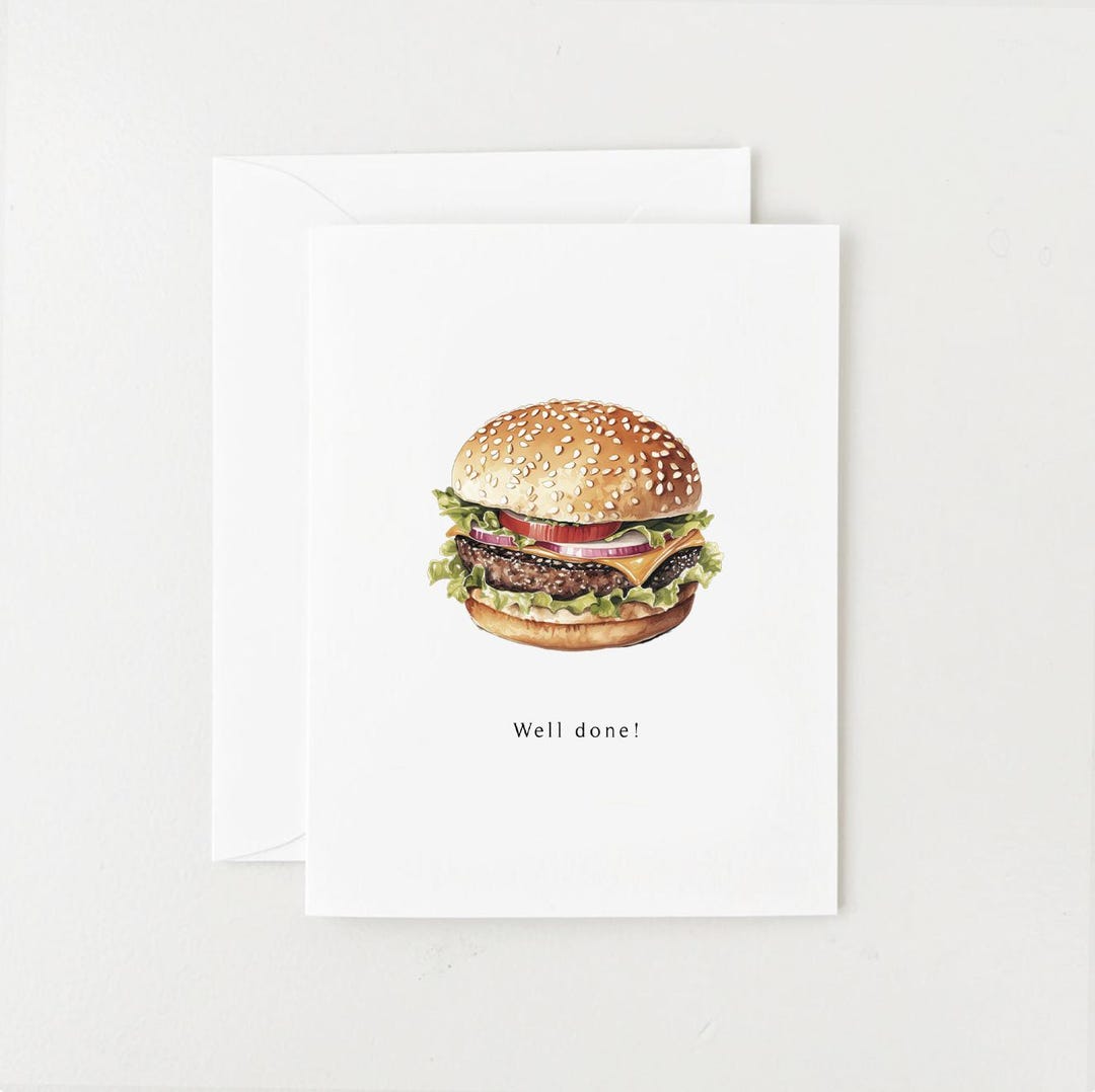Good Job Card, Well Done Hamburger Card, Funny Congratulations Card - Etsy