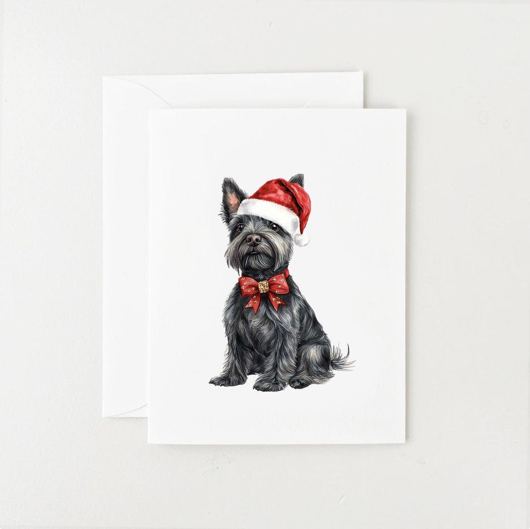 Scottie Santa Dog Christmas Cards, Watercolor Holiday Stationery - Etsy