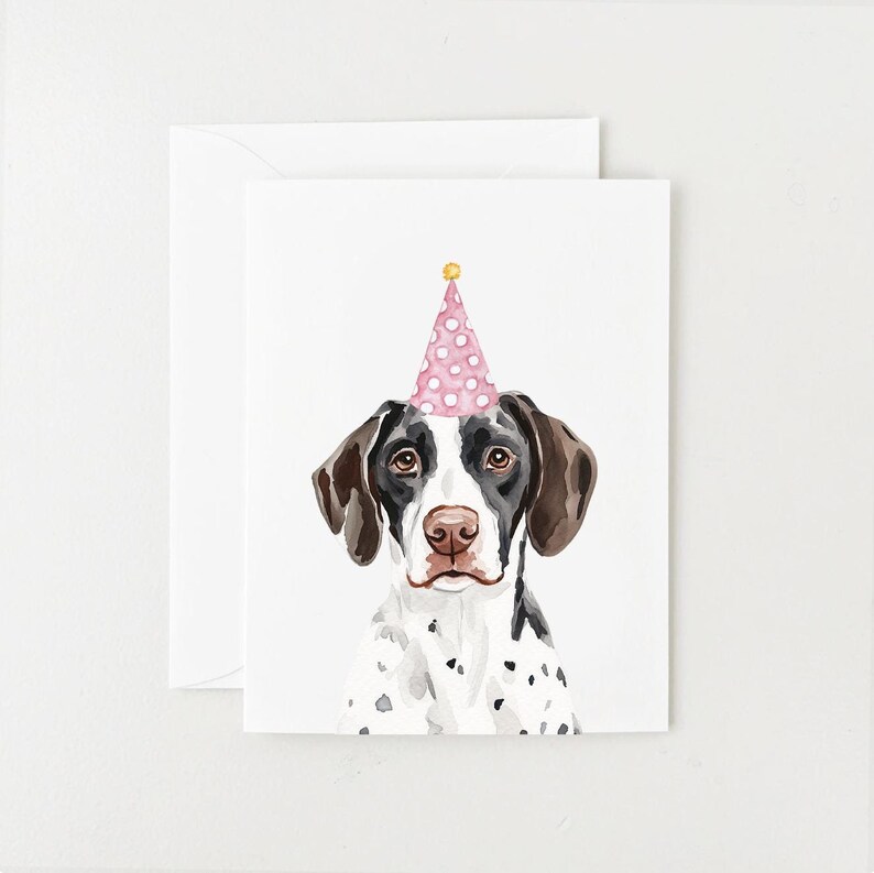 German Shorthaired Pointer Birthday Card, Watercolor Dog Greeting Card ...