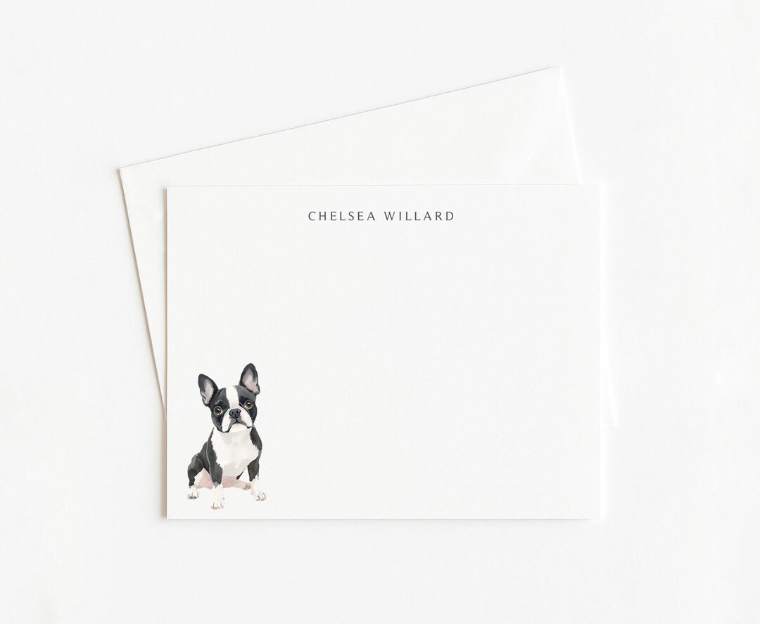 Boston Terrier Note Card Set: Personalized Stationery Gift - Etsy