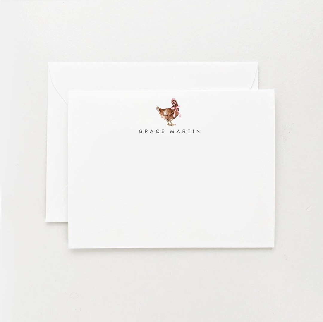 Rooster Stationery Set of 12, Watercolor Farm Note Cards, Cute Rooster ...