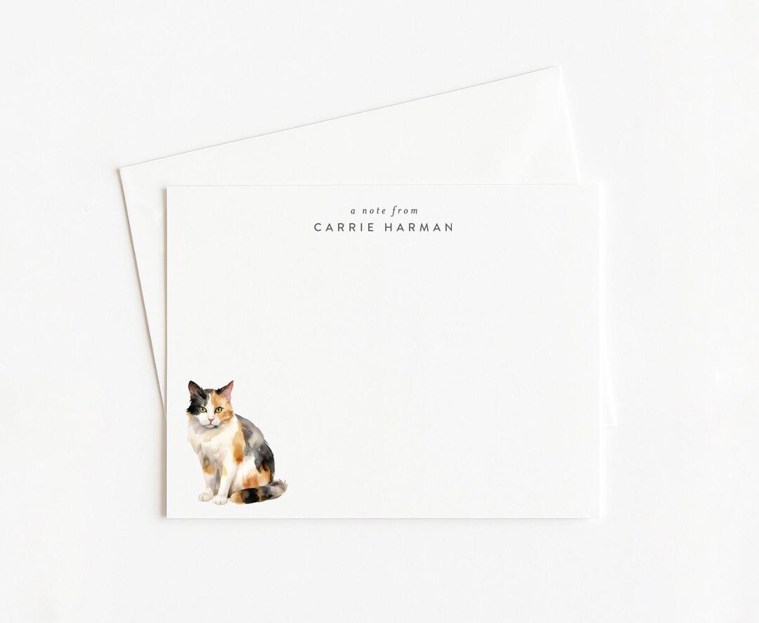 Calico Cat Note Card Set: Spotted Cat Stationery - Etsy