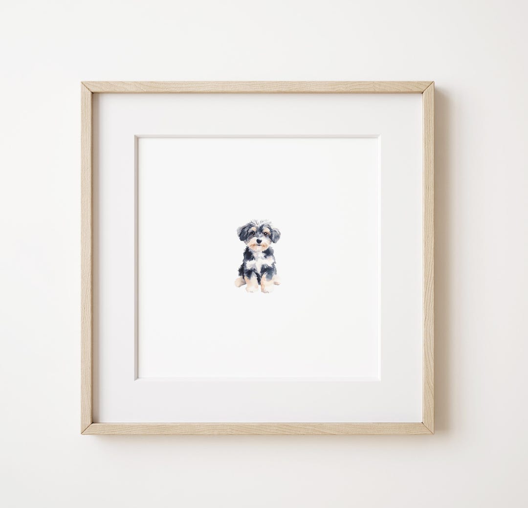 Aussiedoodle Art Print, Cute Tiny Art, Watercolor Dog Print 8x8 Inch ...