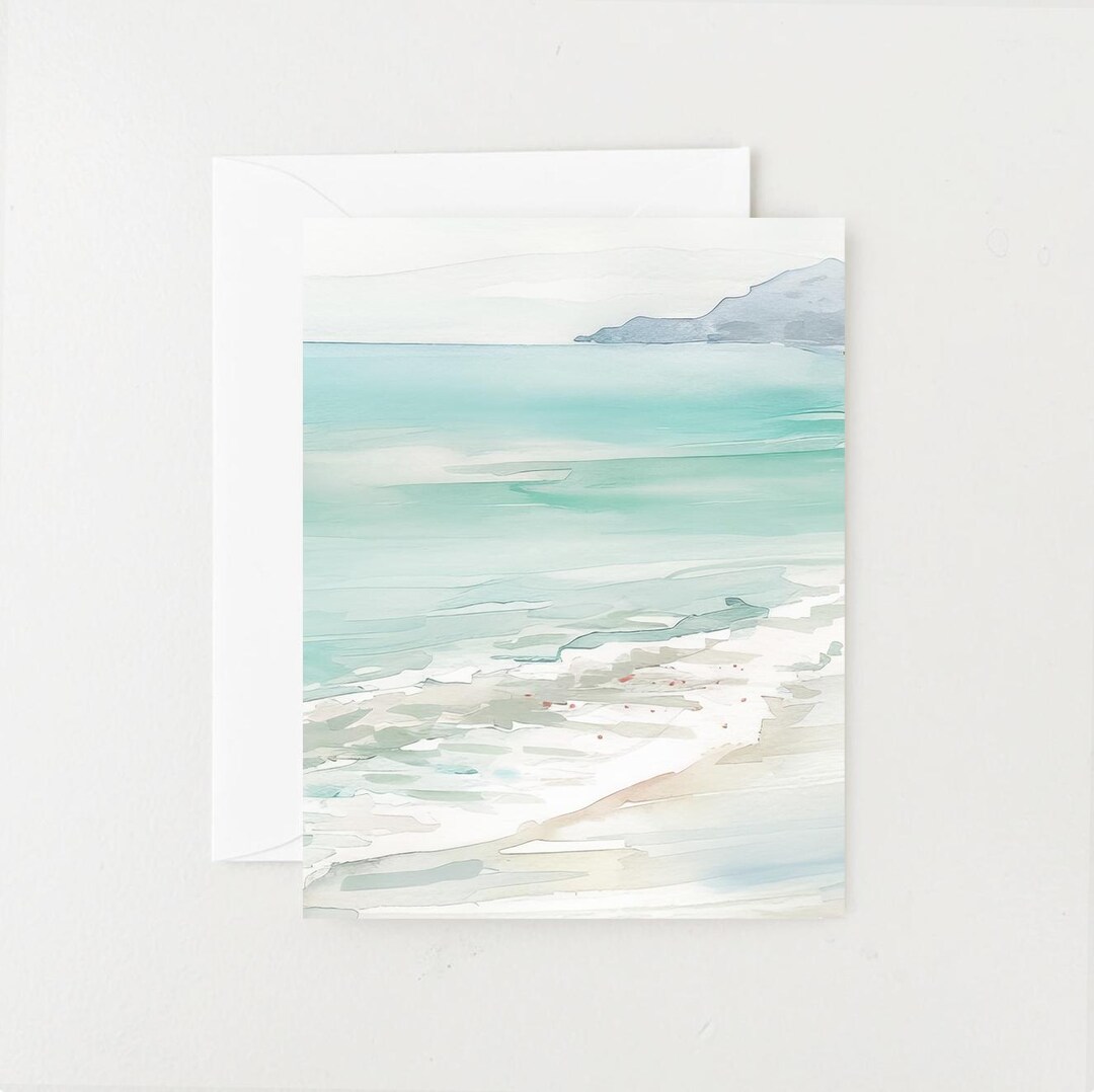 Beach Coastal Card, Blank Card, Birthday Card, Friendship Card, Thank ...