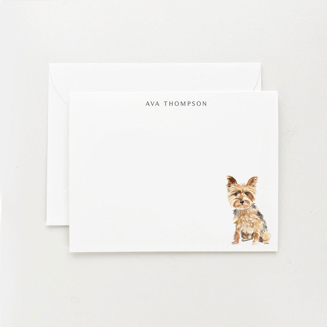 Yorkie Stationery, Personalized Dog Gift, Dog Note Card Set With ...