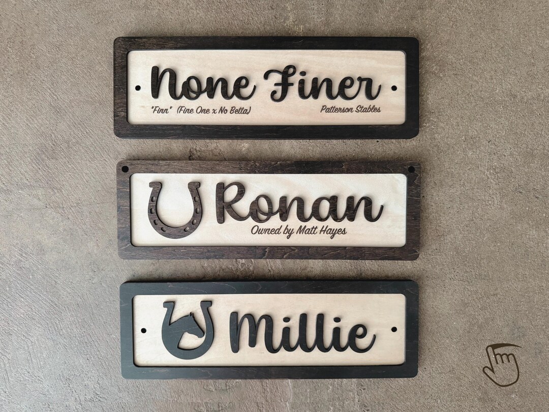 Custom Wood Horse Stall Sign | Script Overlay Style | Barn Stall Name ...