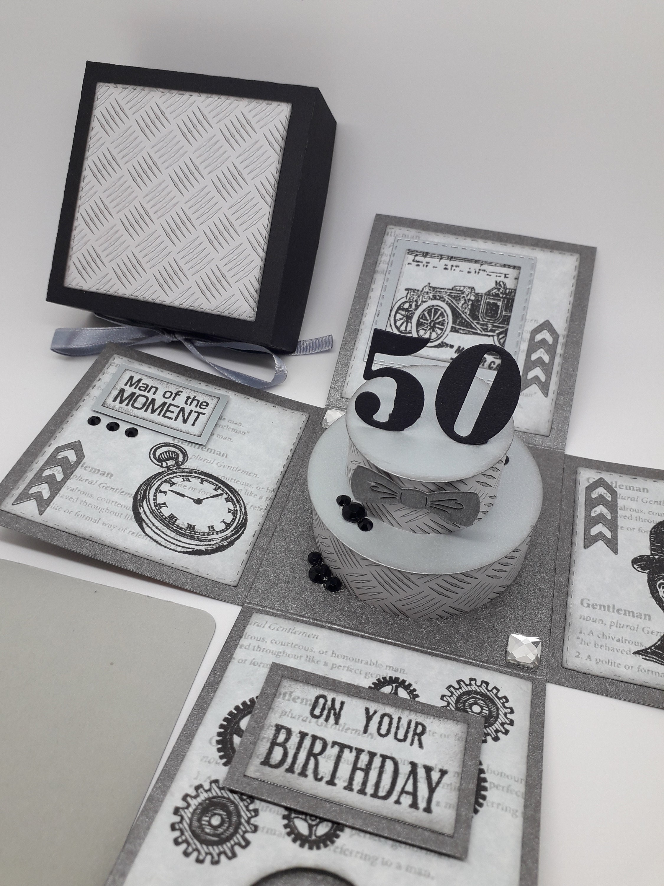 Male Birthday Cake Exploding Box Card Male Exploding Box | Etsy