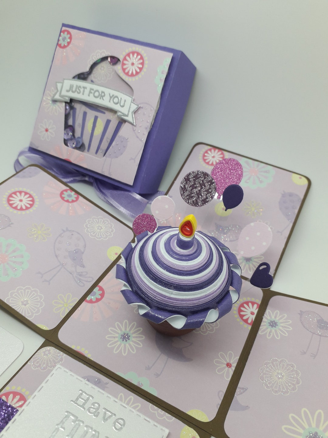 Cupcake Exploding Box Card - Birthday Card - Paper Quilled Cupcake - Etsy