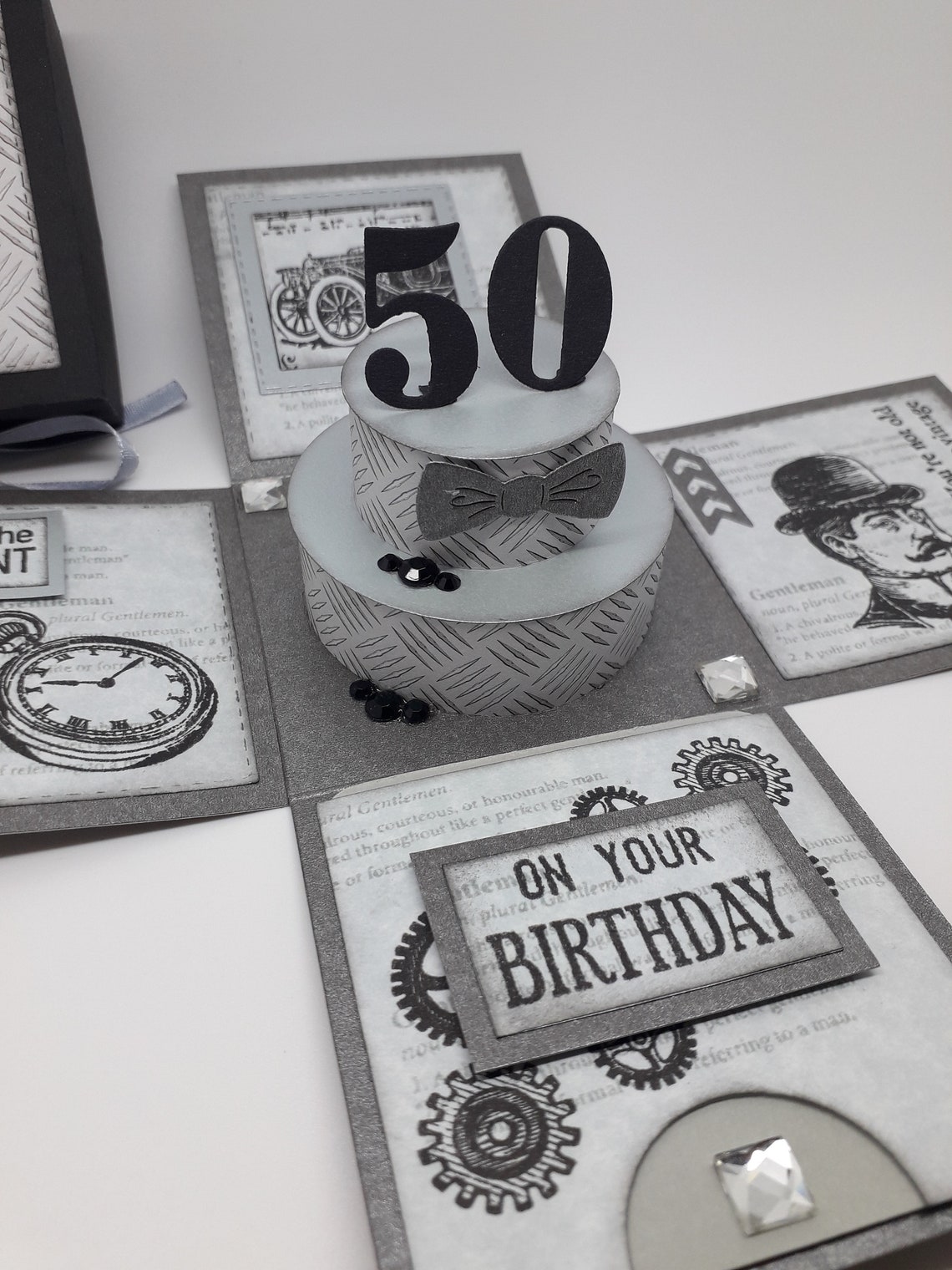 Male Birthday Cake Exploding Box Card Male Exploding Box | Etsy