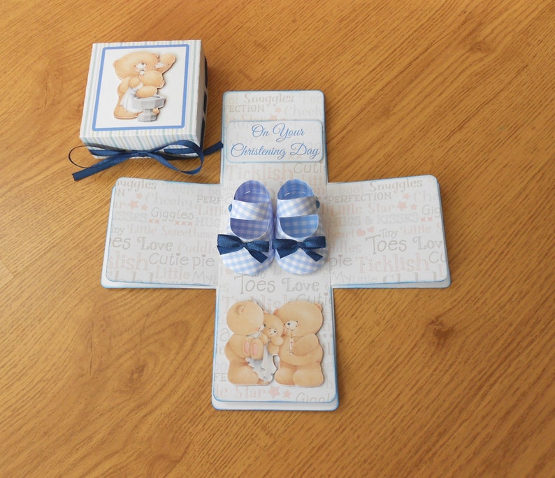 Christening Day Baby Boy Exploding Box Card - Etsy