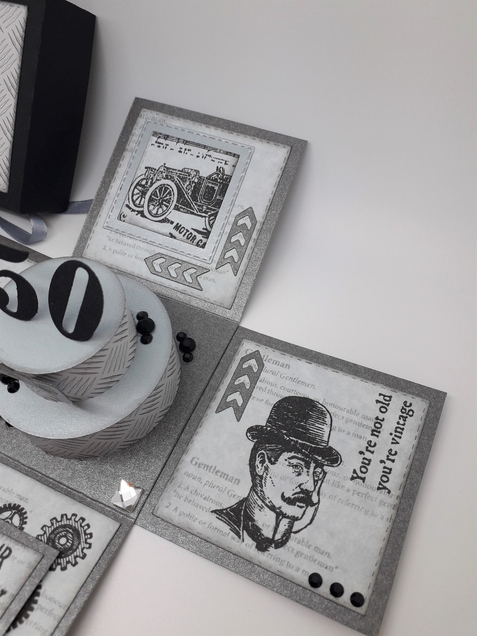 Male Birthday Cake Exploding Box Card Male Exploding Box | Etsy