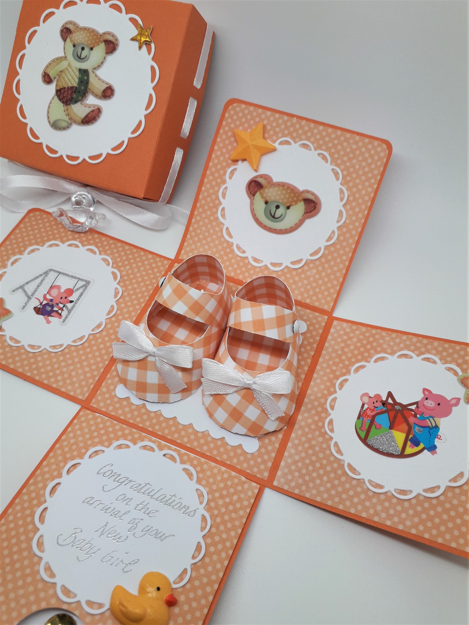 Baby Girl Exploding Box Card New Baby Card Congratulation | Etsy