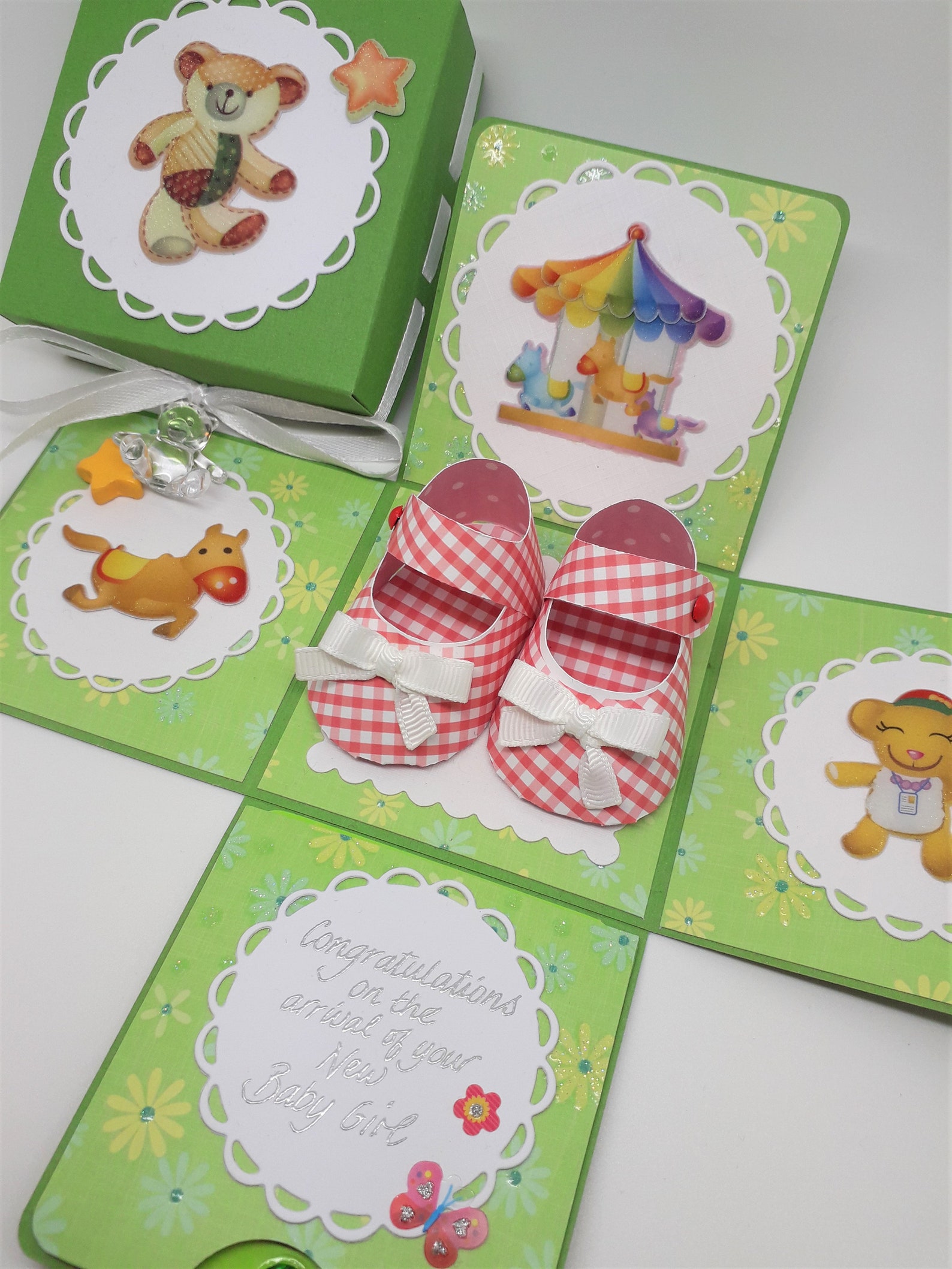 Baby Girl Exploding Box Card New Baby Card Congratulation | Etsy