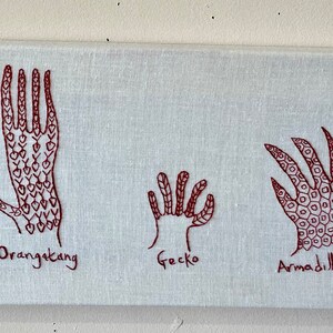 Red Hand Gang Hand Embroidered Textile Art . Hand Embroidered Using ...