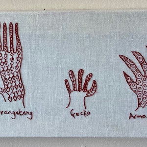 Red Hand Gang Hand Embroidered Textile Art . Hand Embroidered Using ...