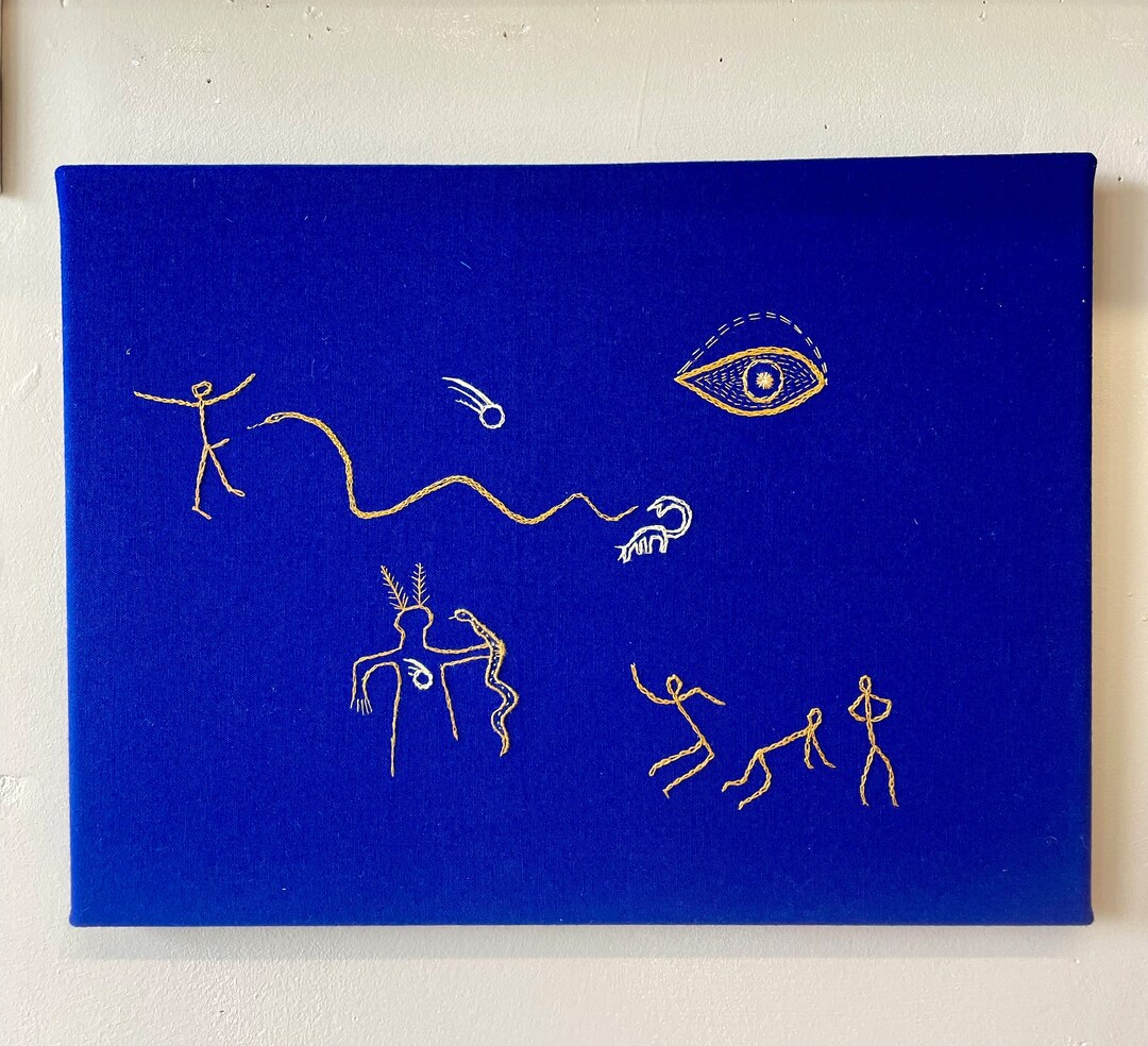 How to Have Fun in a Cave , Textile Art . Hand Embroidered Using Cotton ...