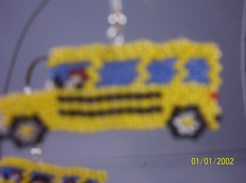 Hand Beaded School Bus Earrings - Etsy