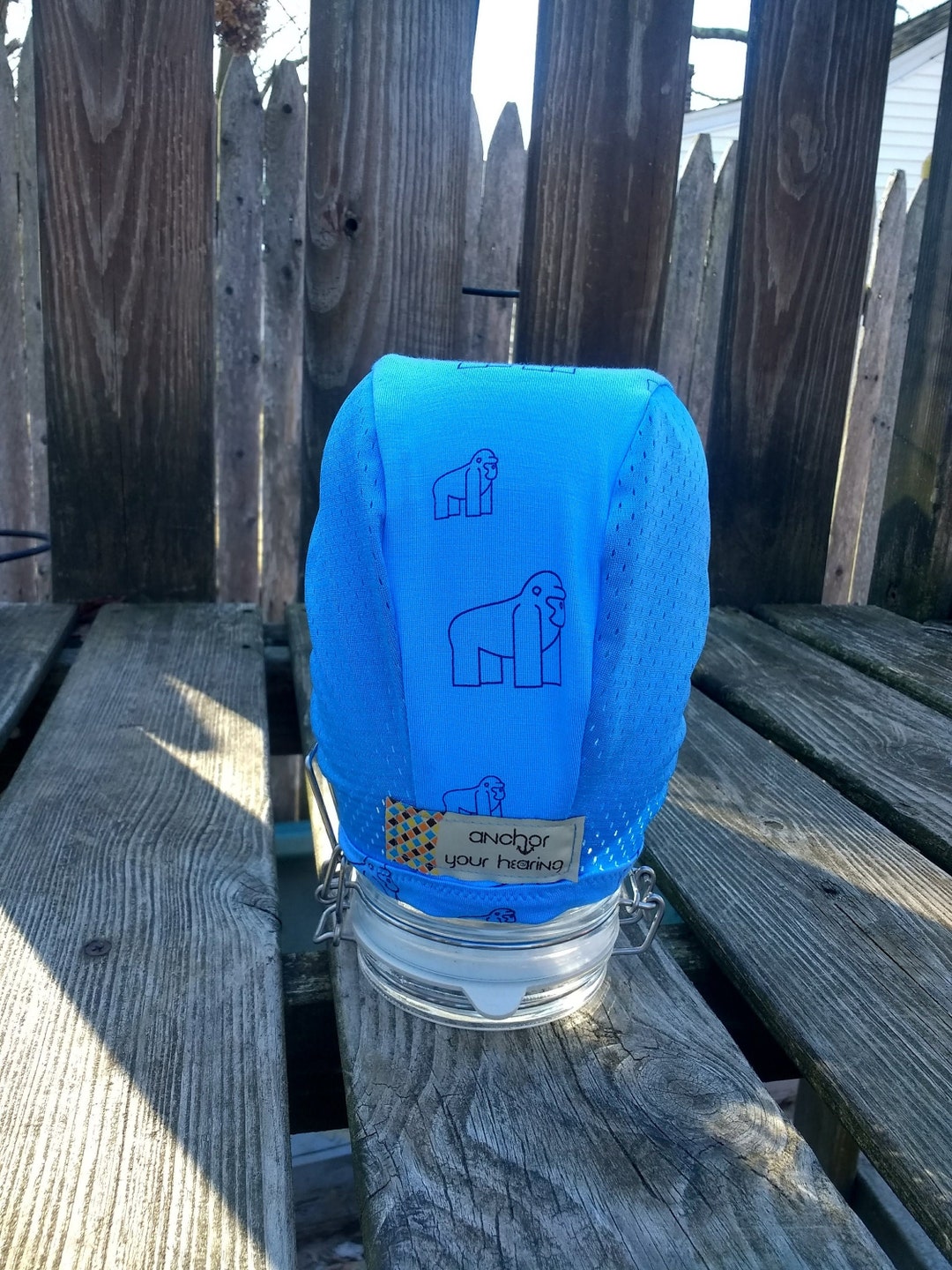 Ready to Ship Navy Gorilla Outlines on Blue With Blue Mesh Hearing Aid ...