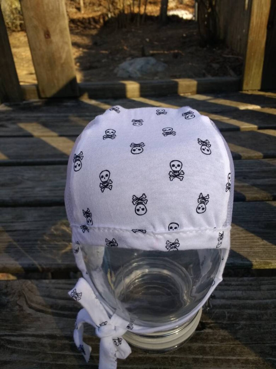 Ready to Ship Skull and Crossbones Hearing Aid Cap With White Mesh for ...