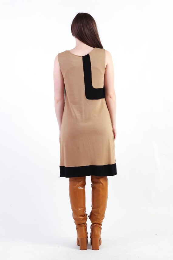 1960s Tan Shift Dress - Vintage 60s Beige Mod 70s Mad… - Gem