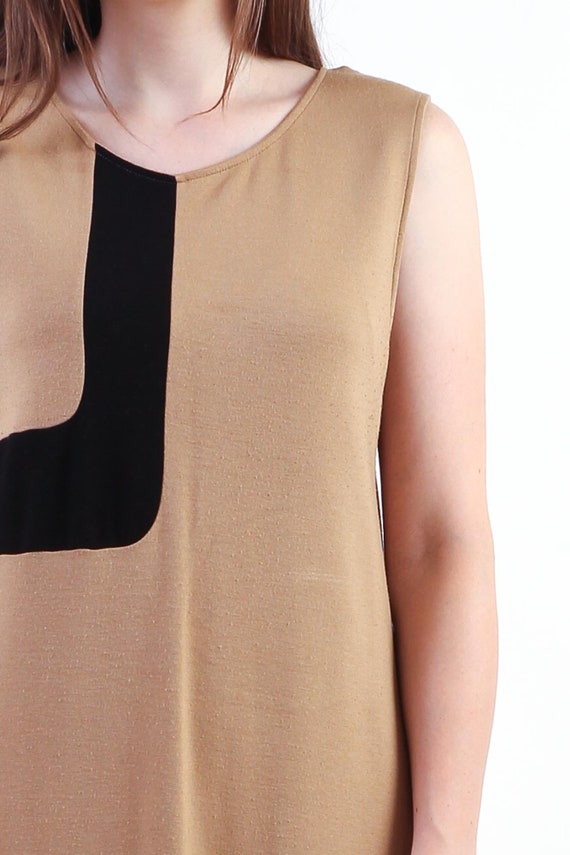 1960s Tan Shift Dress - Vintage 60s Beige Mod 70s Mad… - Gem
