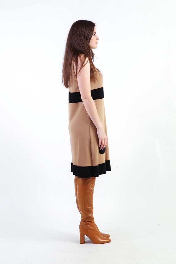 1960s Tan Shift Dress - Vintage 60s Beige Mod 70s Mad… - Gem