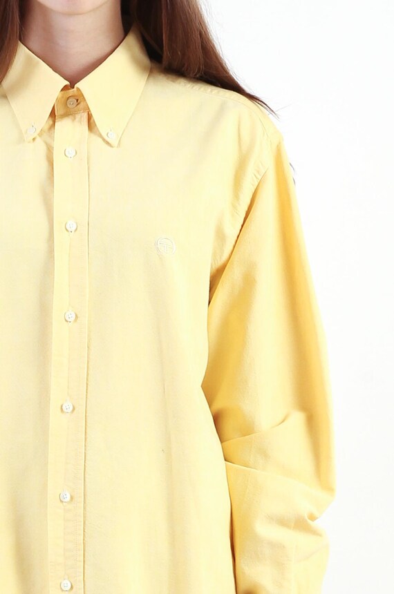 1990s Sergio Tacchini Shirt Men Pastel Yellow Shirt V… - Gem