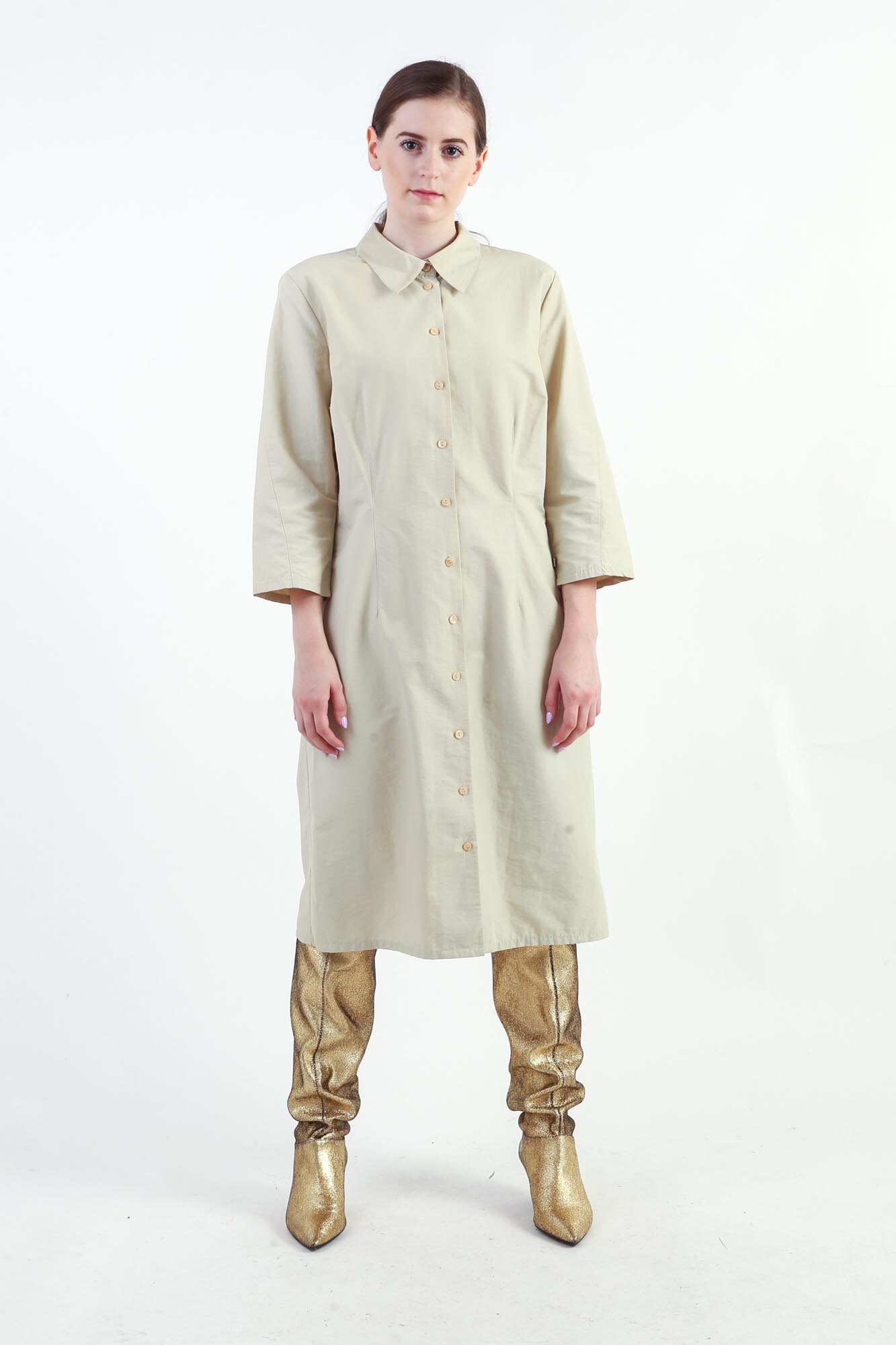 1980s Tan Shirtdress Vintage 80s Safari Shift Button up - Etsy