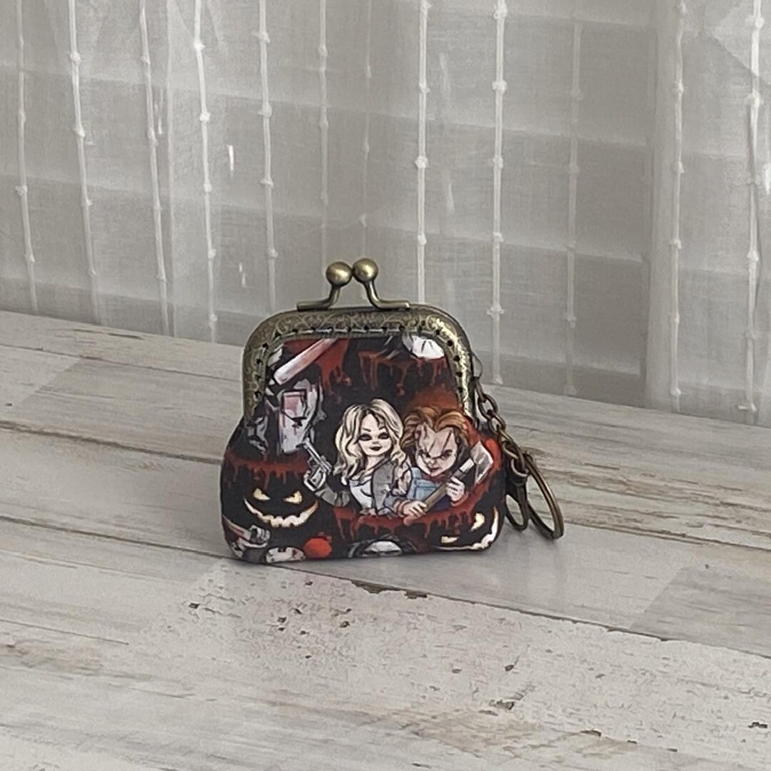 Horror Icons Halloween Theme Small Coin Purse Wallet With Key Chain and ...