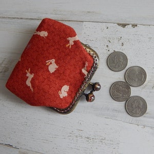 Rabbit Bunny on Red Coin Purse Wallet With Flower Kiss Lock - Etsy
