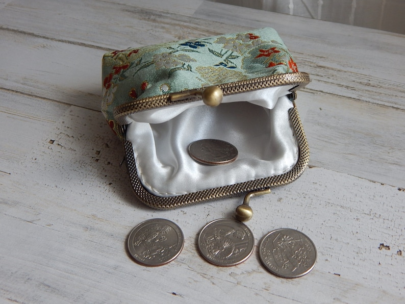 Embroidery Oriental Floral Square Coin Purse Wallet With Metal - Etsy