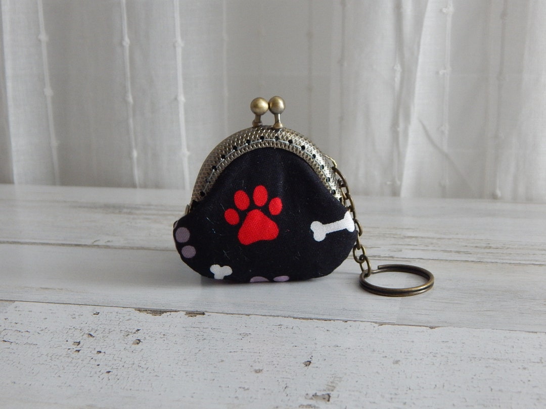 Dog Paw Print and Bones Mini Coin Purse With Key Chain Kiss Clasp - Etsy