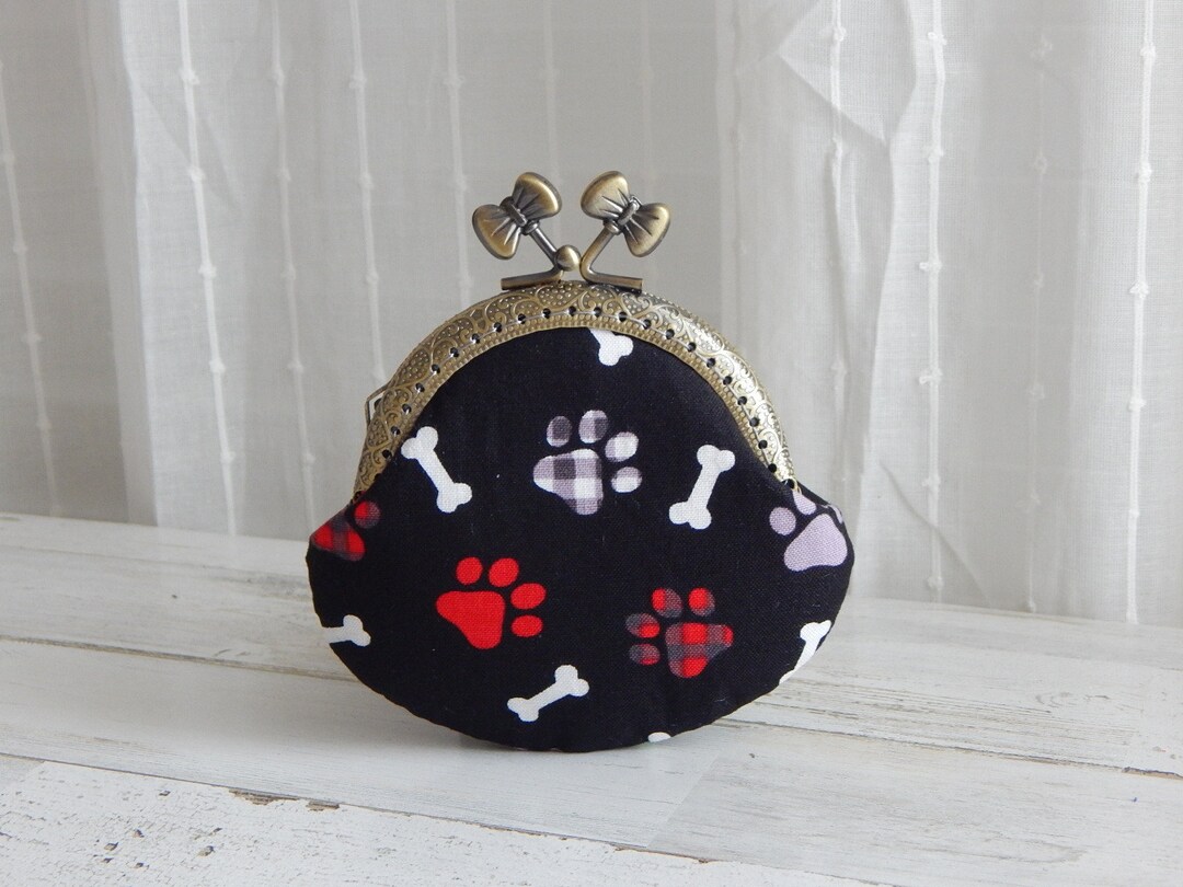 Dog Paw Print and Bones Coin Purse Wallet With Butterfly Kiss - Etsy