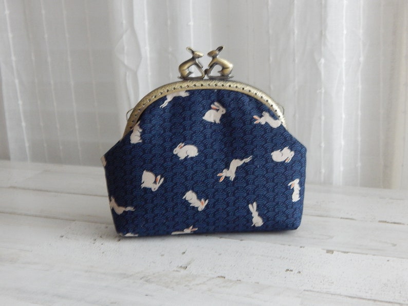 Bunny Rabbit on Blue Wallet Card Holder Coin Purse With Bunny - Etsy