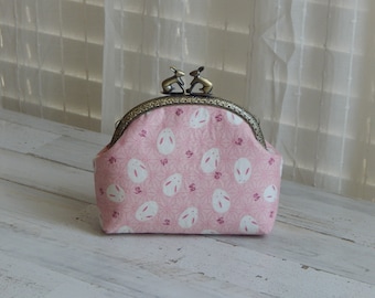Bunny Rabbit on Green Wallet Card Holder Coin Purse With Bunny Figure ...