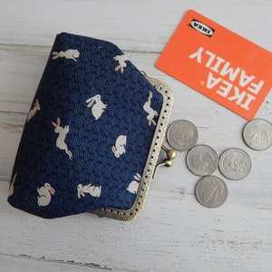 Bunny Rabbit on Blue Wallet Card Holder Coin Purse With Kiss Clasp - Etsy