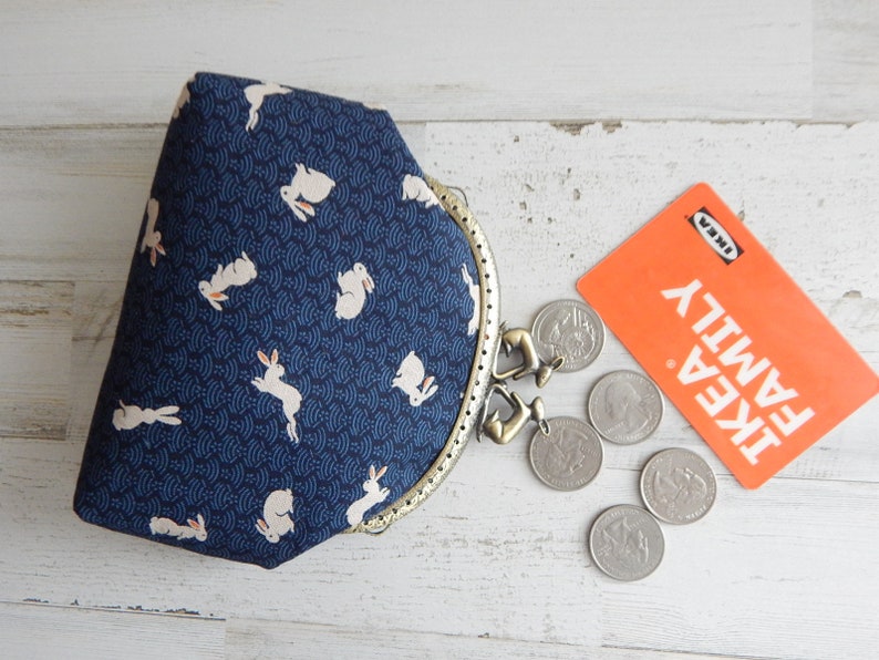 Bunny Rabbit on Blue Wallet Card Holder Coin Purse With Bunny - Etsy
