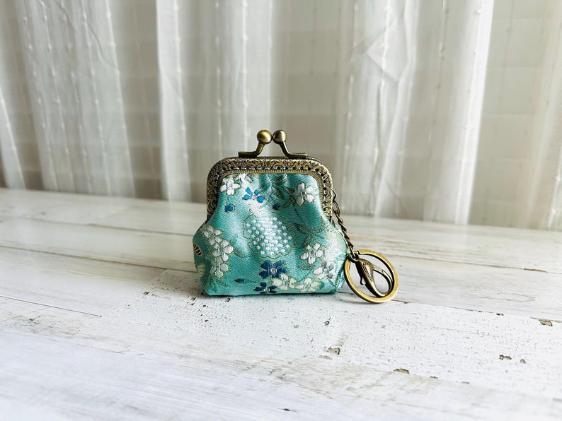 Blue Embroidery Floral Small Coin Purse: Japanese Style With/without ...