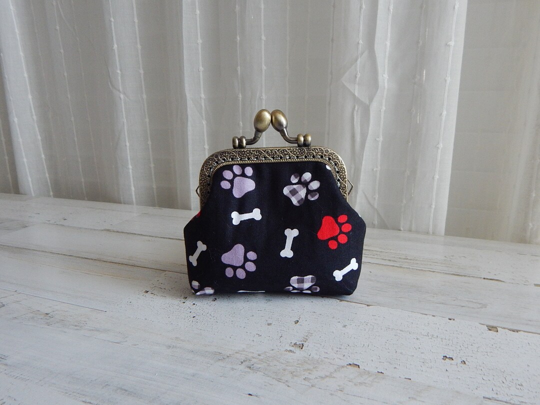 Dog Paw Print and Bones Coin Purse Wallet With Kiss Lock - Etsy