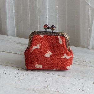 Rabbit Bunny on Red Coin Purse Wallet With Flower Kiss Lock - Etsy