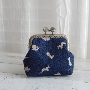 Rabbit Bunny on Blue Coin Purse Wallet With Flower Head Kiss Lock - Etsy