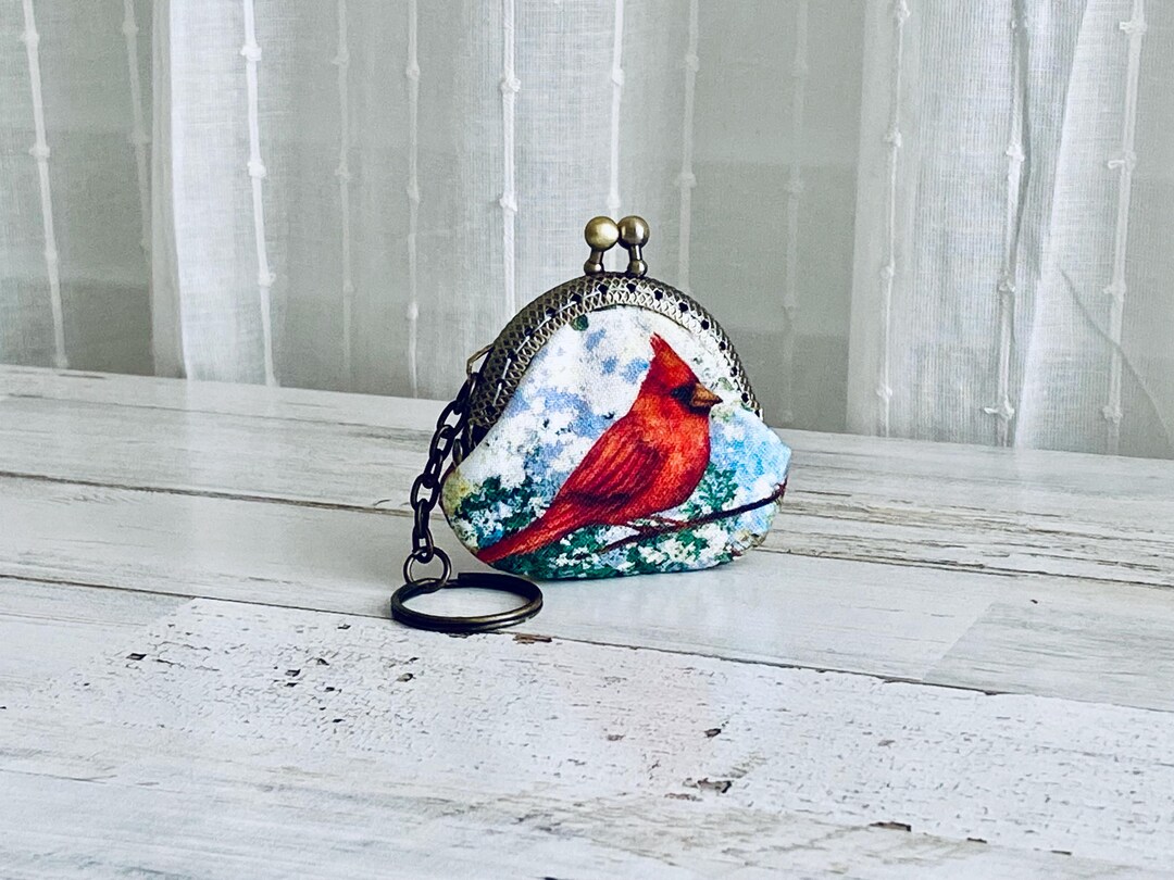 Bird Cardinal Design Mini Coin Purse With Keychain Key Chain - Etsy